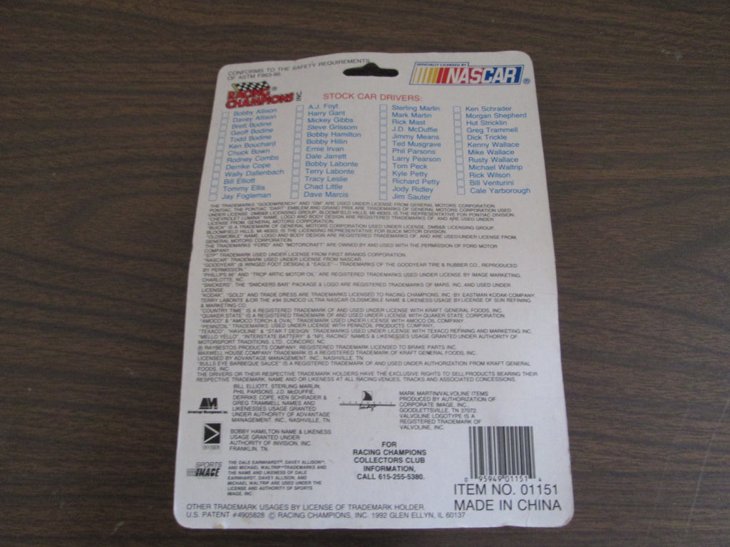 Racing Champions Nascar Stock Car Ricky Rudd w/ collector's card and d ...