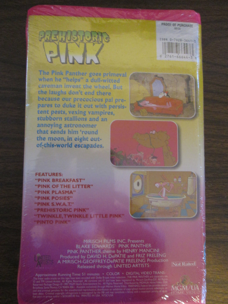 Pink Panther Cartoon Collection Prehistoric Pink Sealed VHS 1997 – Fun ...