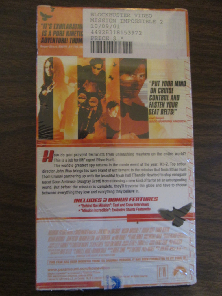 Mission Impossible 2 Movie staring Tom Cruise VHS 2000 – Fun Stuff ...