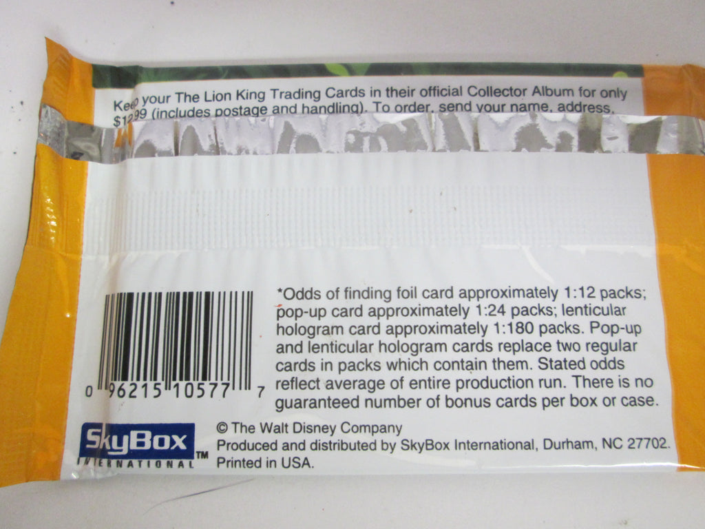 Lion King Sealed Card Pack 8 Cards in pack 1995 – Fun Stuff Super Store